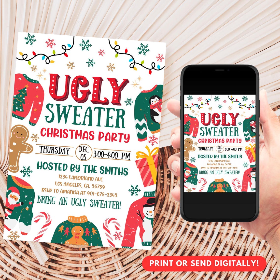 Ugly Sweater Christmas Party Invitation| Christmas Sweater Invite ...
