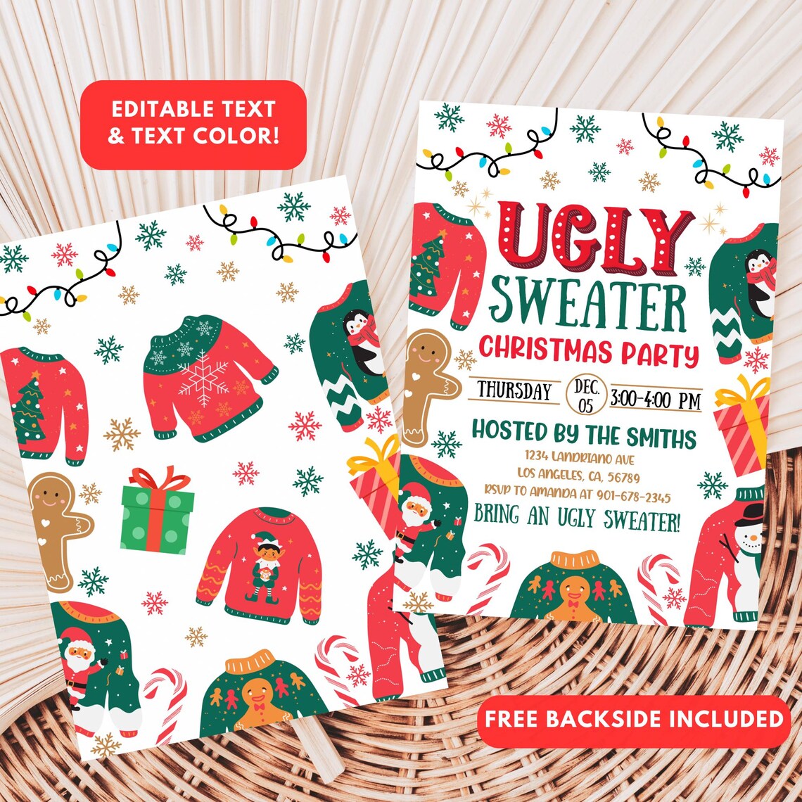 Ugly Sweater Christmas Party Invitation| Christmas Sweater Invite ...
