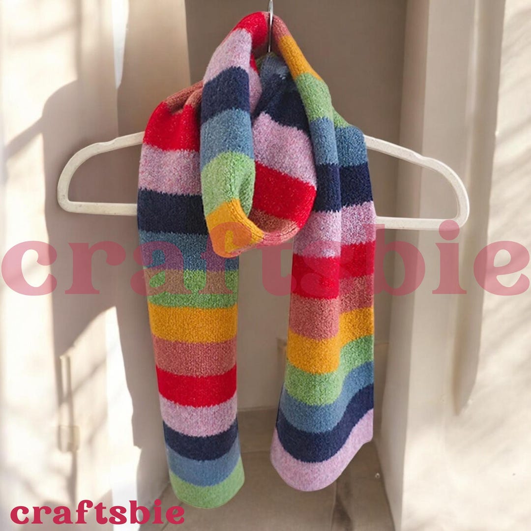 Stripe Scarf Winter Fluffy Scarf | Hand Knitted Wool Scarf | Soft Wool ...
