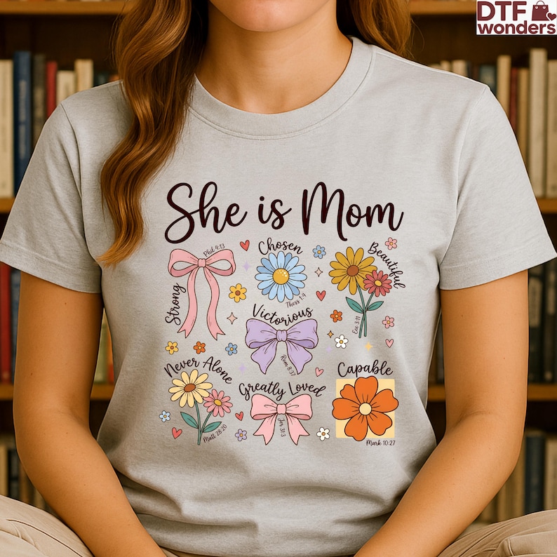 Christian Mom DTF Transfer, Floral Bible Verse Design (ready to Press ...