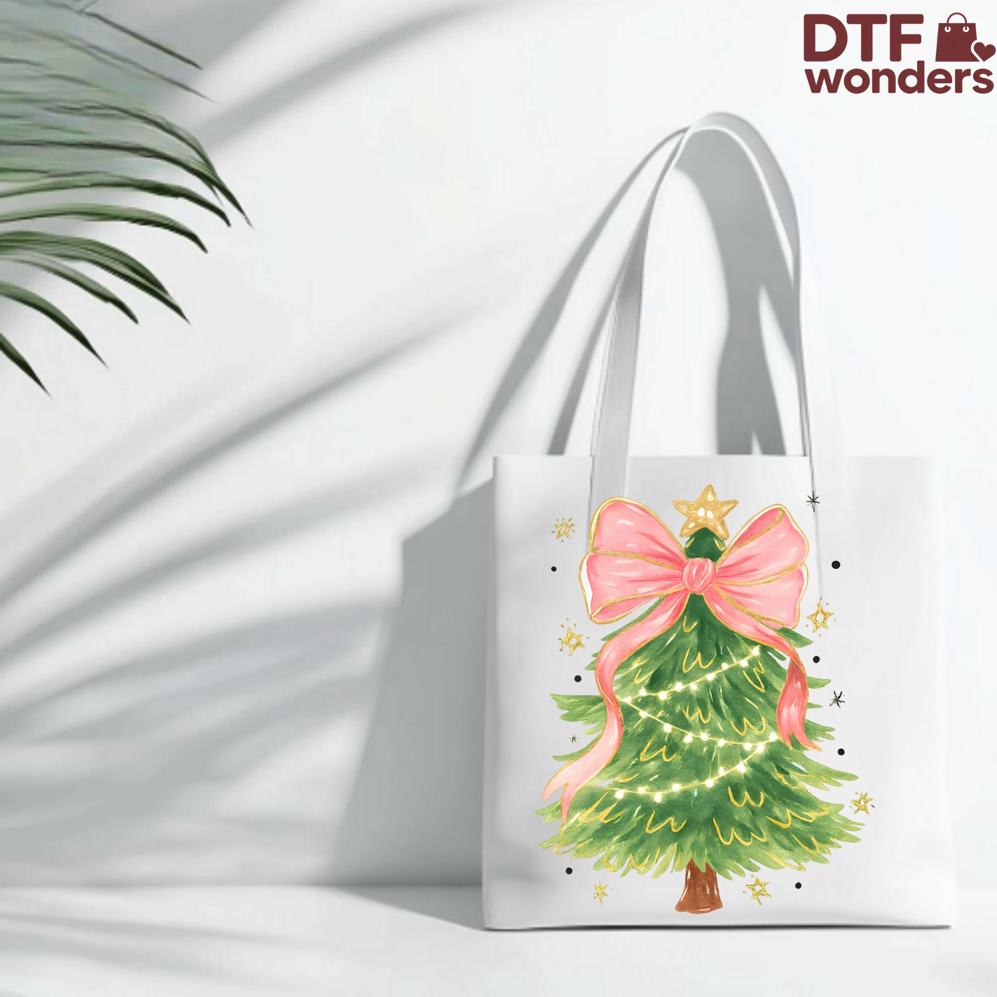 Christmas Tree With Red Bow DTF Transfer: Ready to Press - Etsy