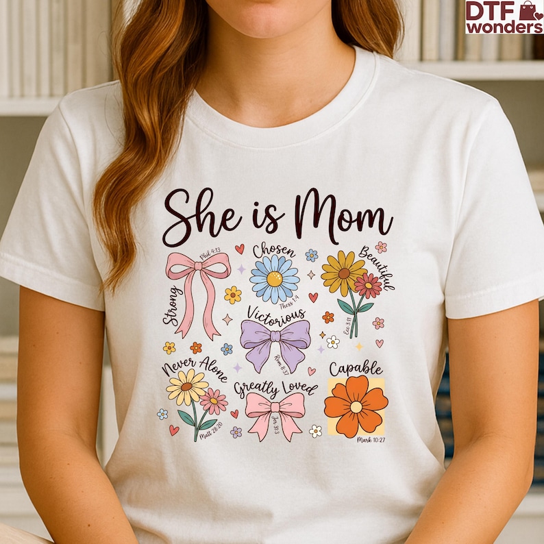 Christian Mom DTF Transfer, Floral Bible Verse Design (ready to Press ...
