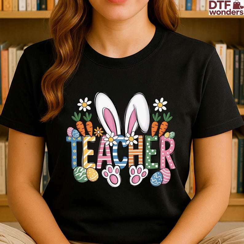 Easter Teacher DTF Transfer, Ready to Press Bunny Ears Design - Etsy