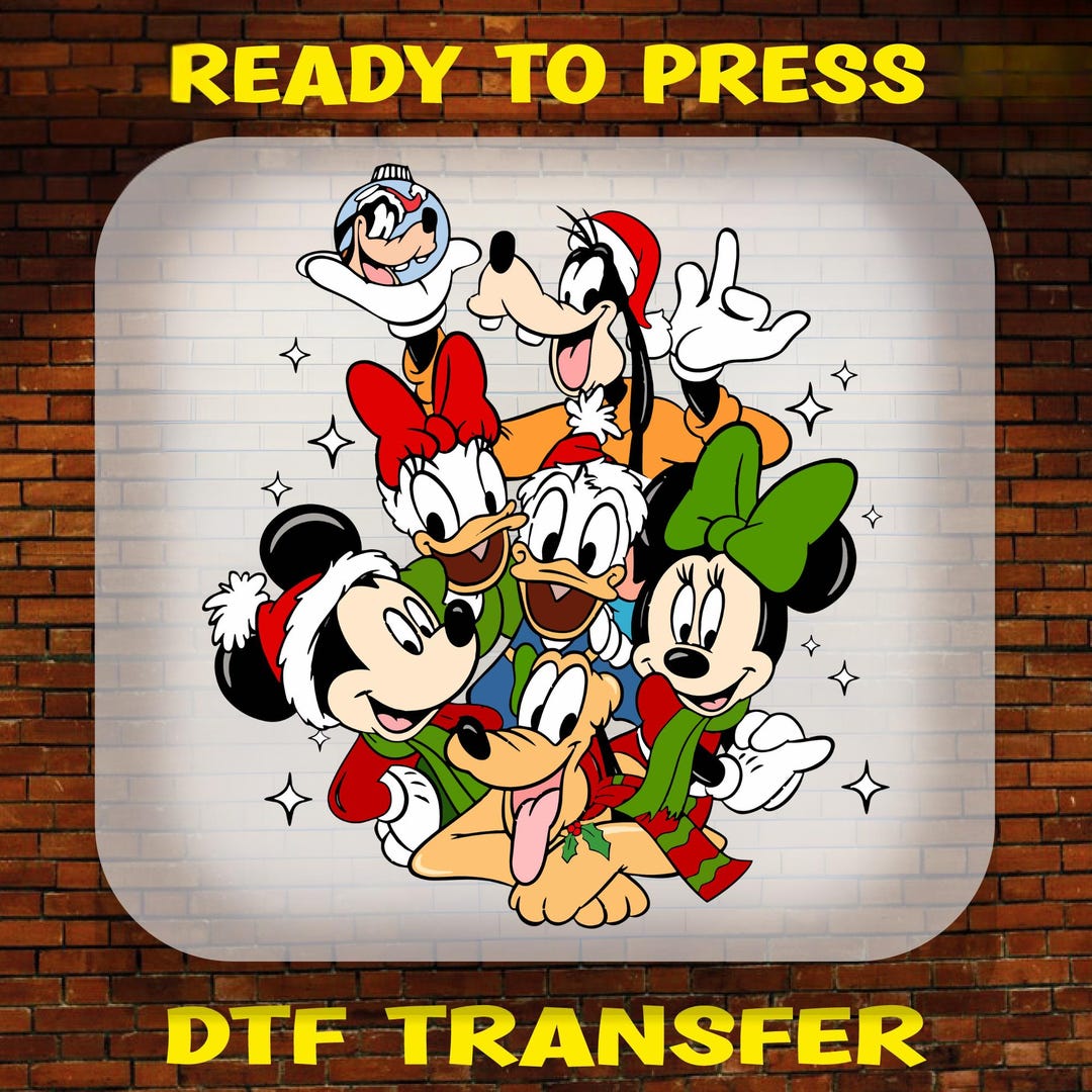 Disney Characters Head Christmas Ready to Press, Cartoon Xmas DTF ...