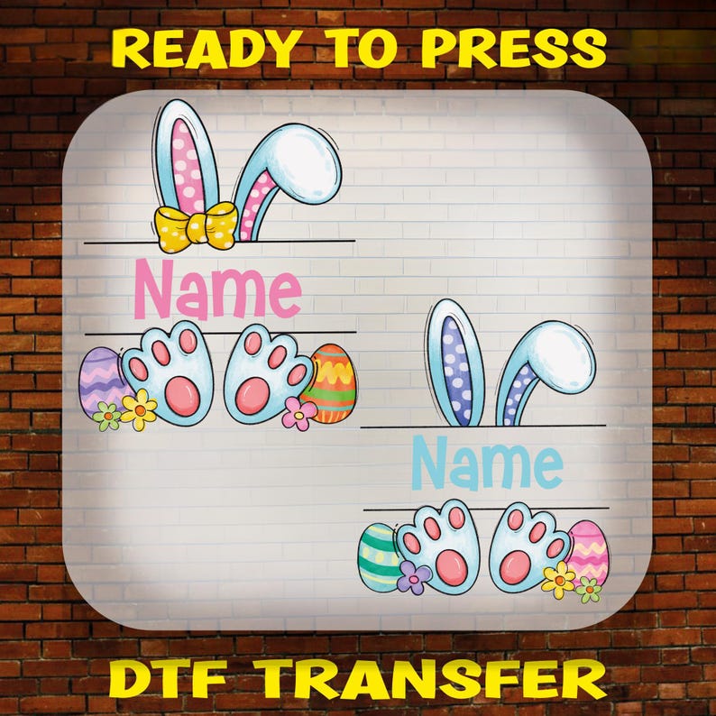 Personalized Kid Name Easter Bunny Ready to Press, Brushstroke Easter ...