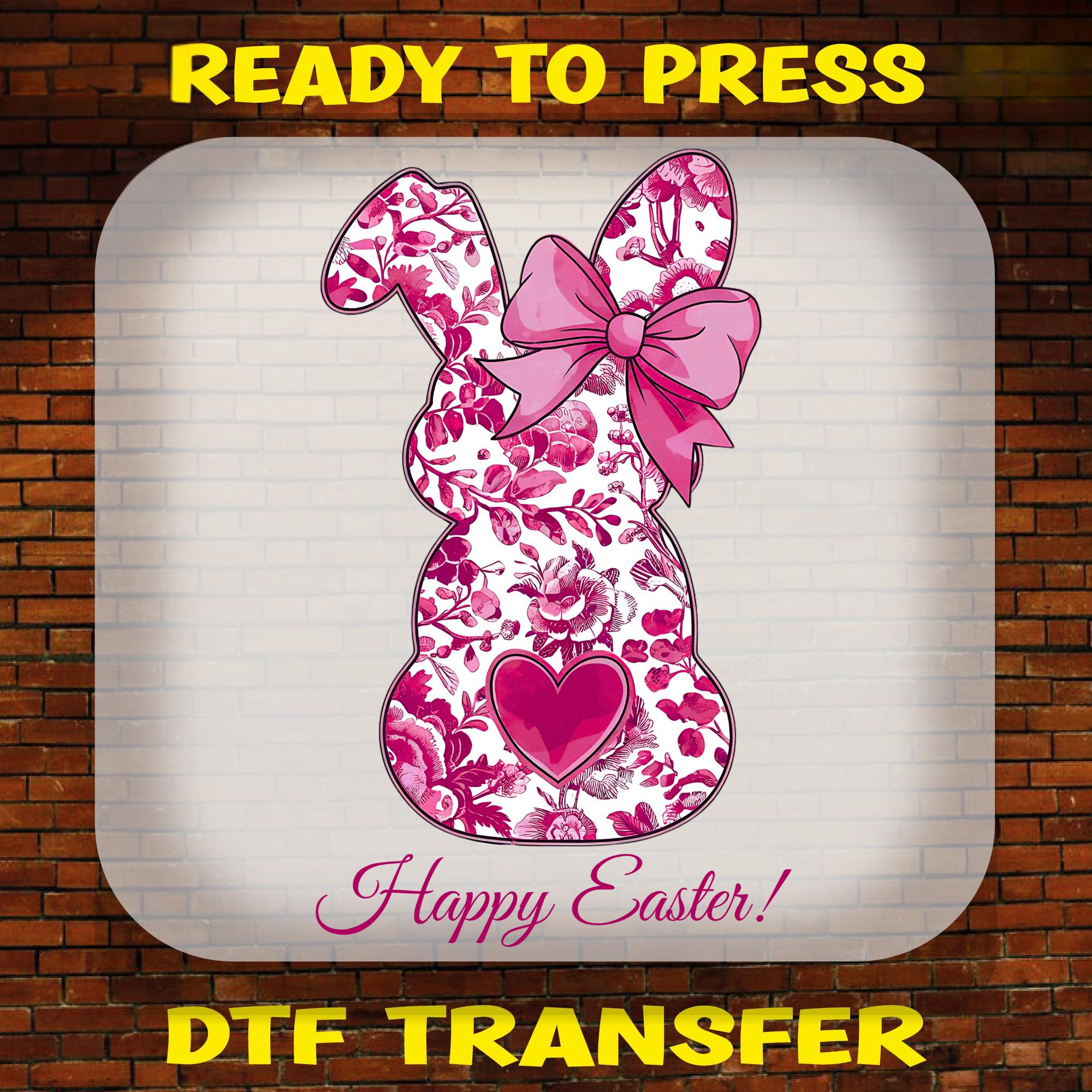 Happy Easter DTF Transfers, Pink Floral Chinoiserie Ready to Press ...