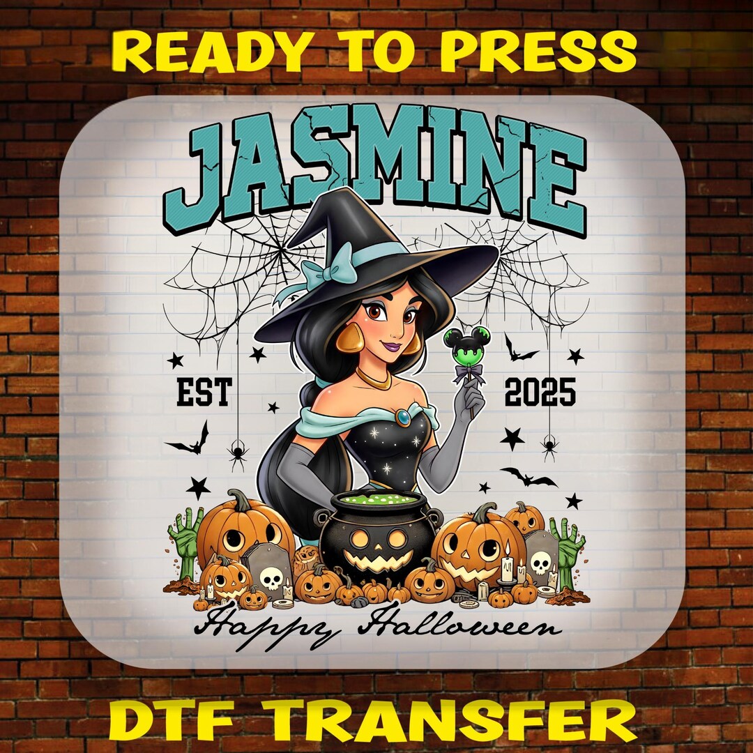 Halloween Jasmine Witch DTF Transfer, Spooky Princess Ready to Press ...