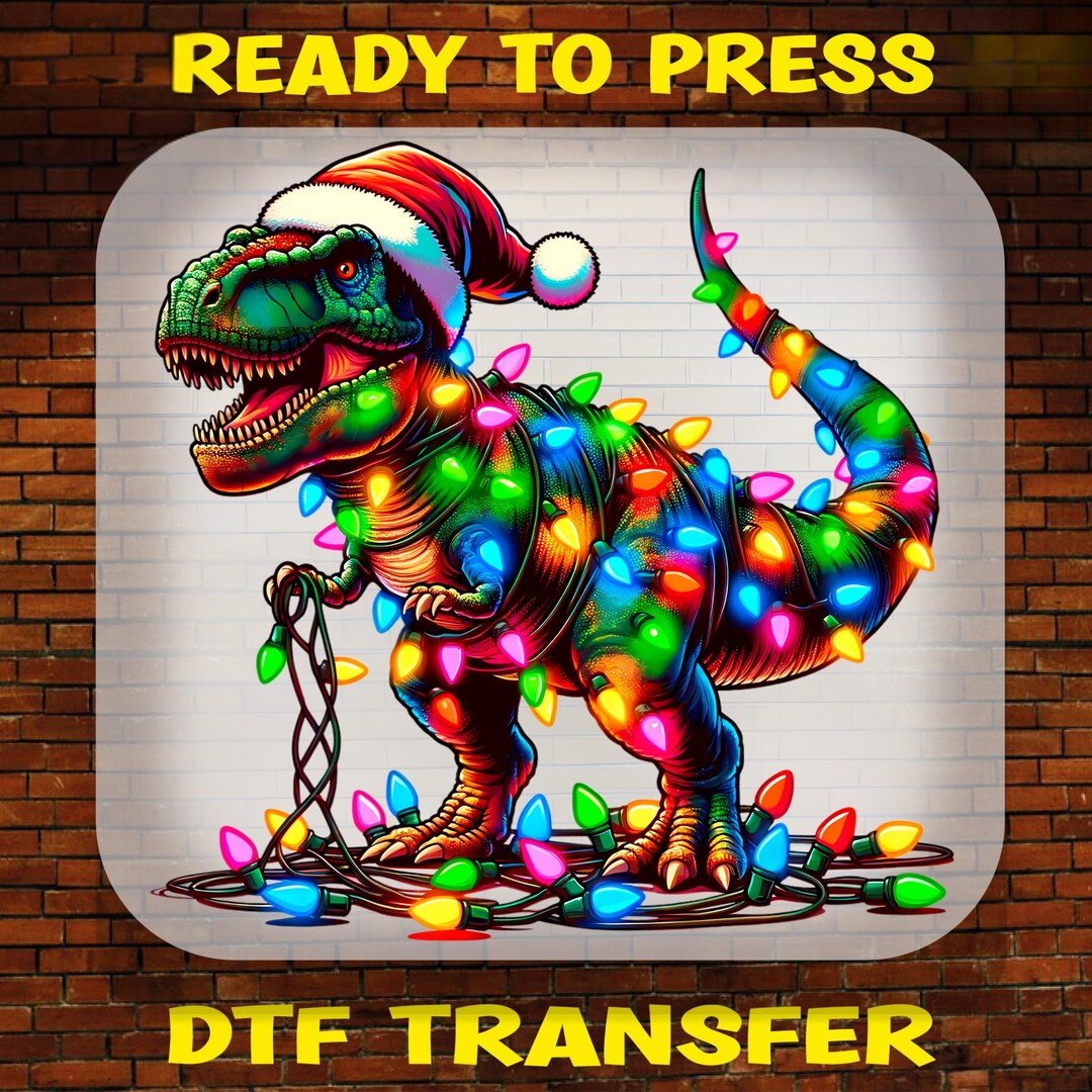 Christmas T-rex DTF Transfer: Kids Xmas Dinosaur Shirt Decal - Etsy