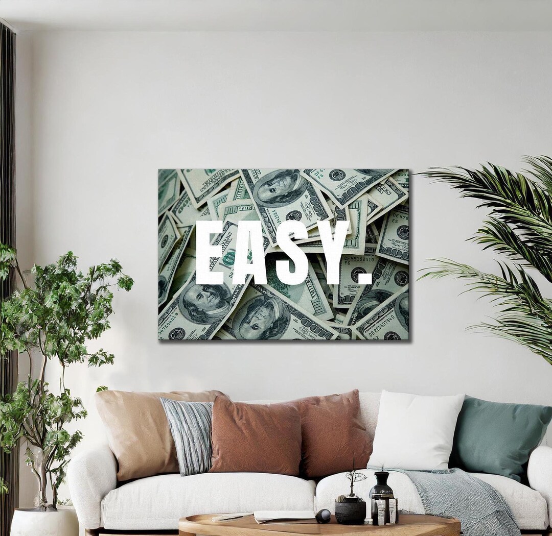 Easy Sign Money Motivational Canvas Print Multi-panel Wall Art for ...