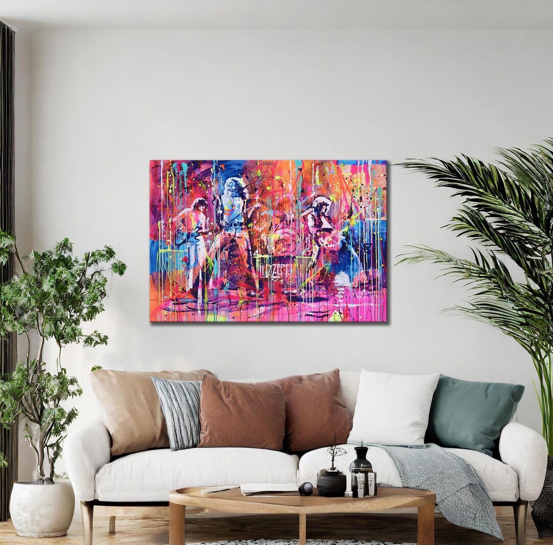 Led Zeppelin Abstract Pop Art Canvas Wall Art, Banksy Art, Led Zeppelin ...