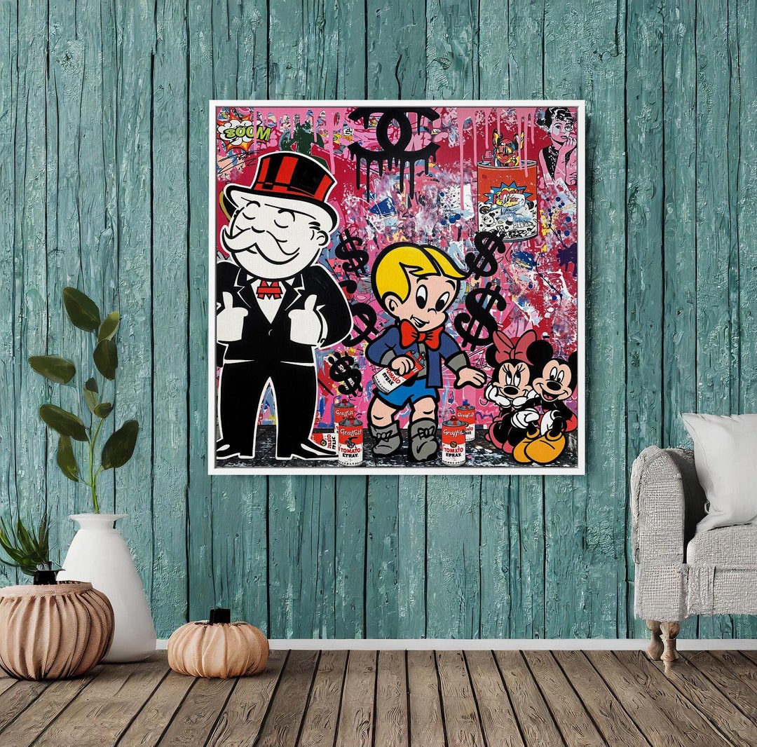 GOOD DAY Monopoly Richie Rich Mickey Mouse Pop Art Canvas, Bold ...