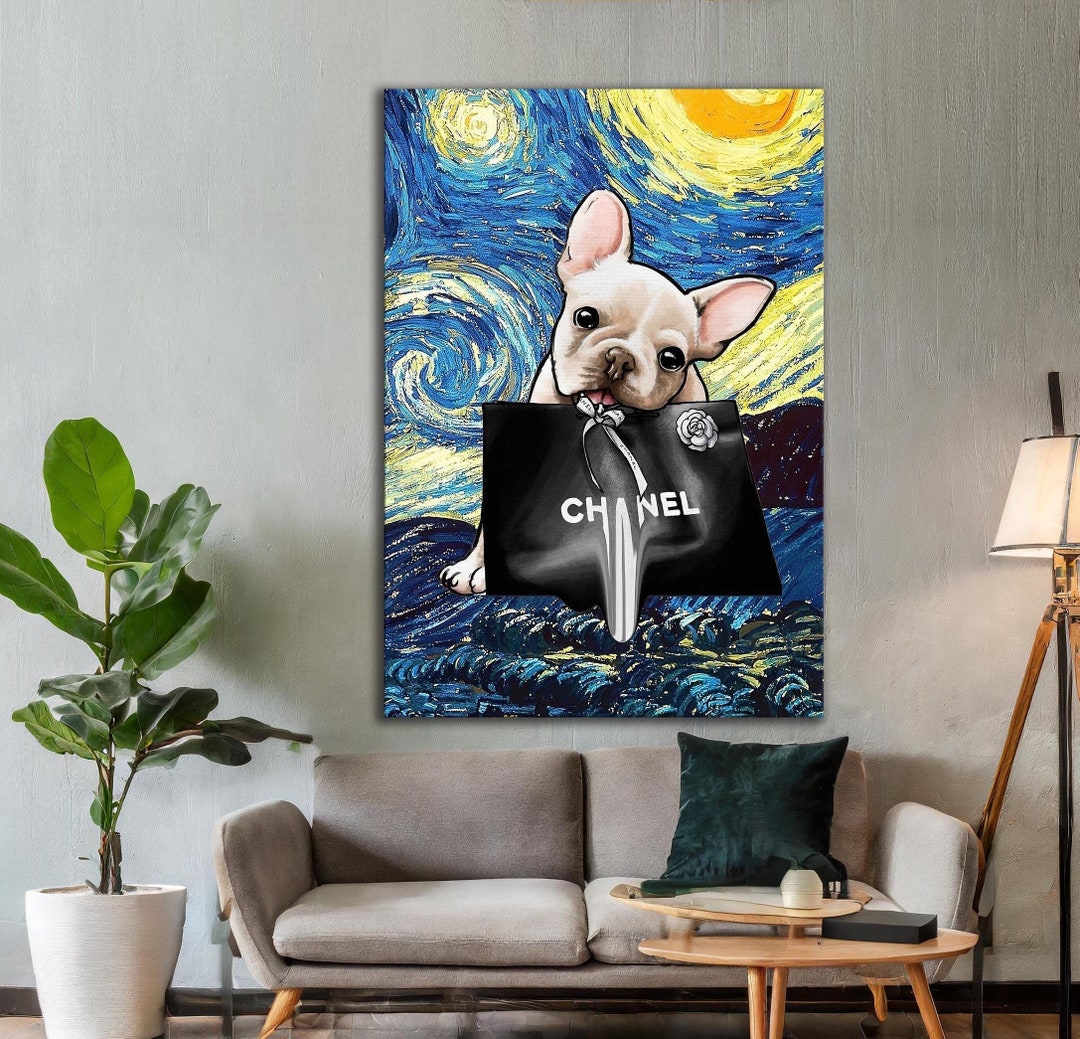 Starry Night Style Dog and Chanel Pop Art Canvas A Unique Fusion of ...