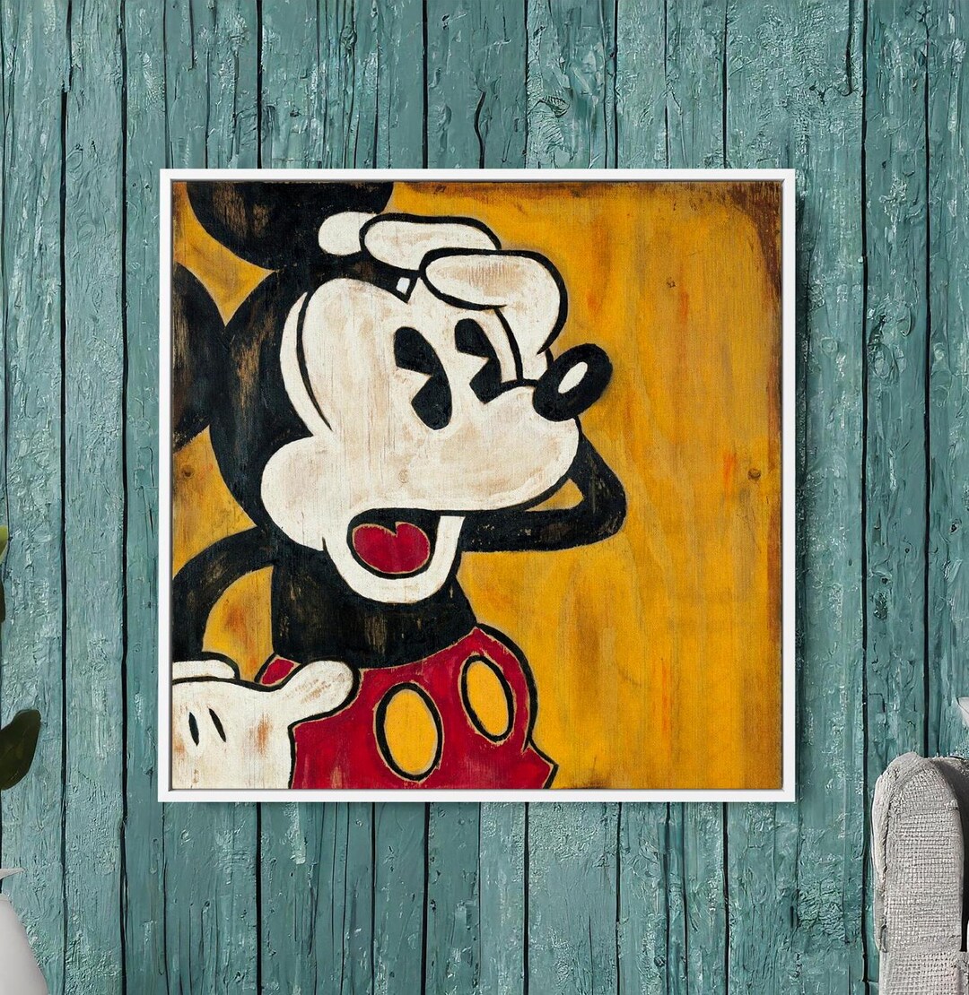 Vintage Square Mickey Mouse Canvas Art Print, Luxury Painting Fashion ...