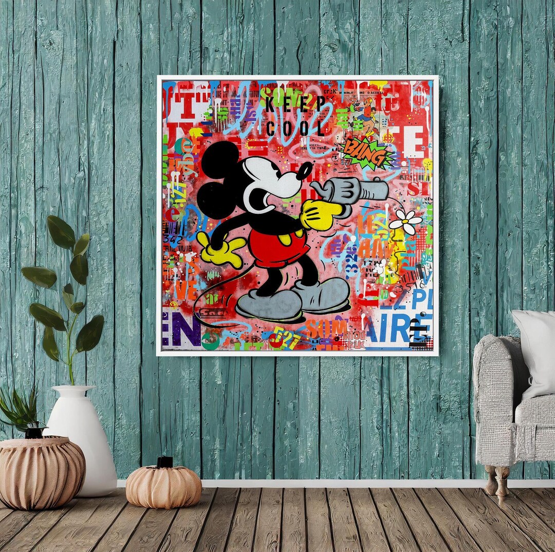 Mickey Mouse Revolver Pop Art Canvas, Bold & Edgy Disney Art for Unique ...