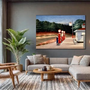 Edward Hopper 'gas' 1940 Canvas Abstract Art Reproduction Print, Large ...