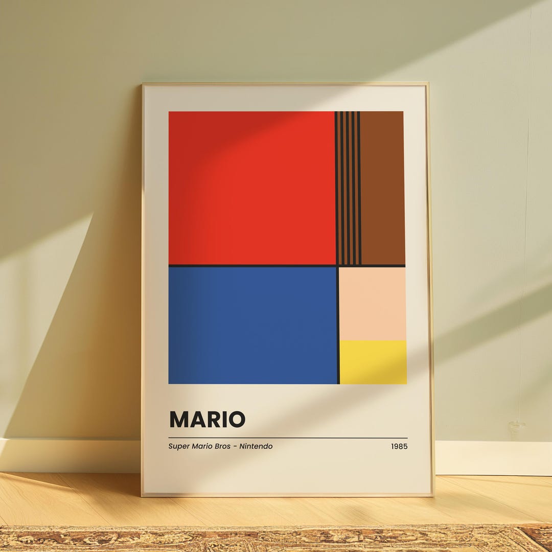 Super Mario Bros Poster in Bauhaus Art Minimalist Decor for Nintendo or ...