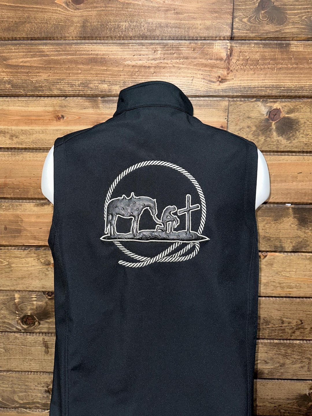 Embroidered Vest, Praying Cowboy Jacket, Custom Made Western Vest, Faux ...