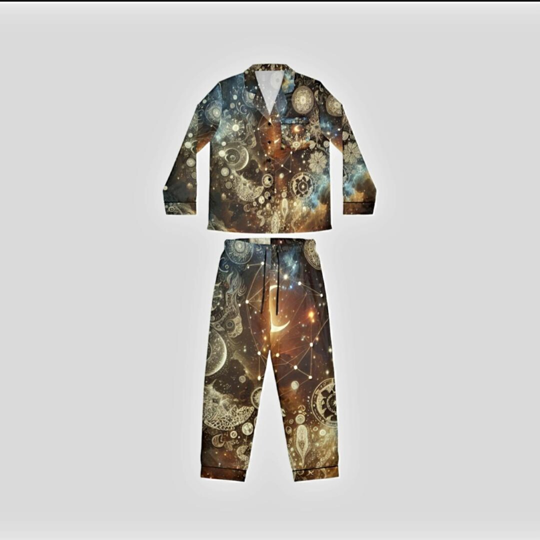Satin Pajamas for Women Zodiac Sign, Star Sign, Spiritual, Universe ...