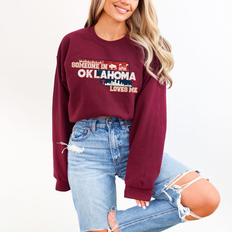 Oklahoma Map Buffalo Skyline Hoodie, USA Pride Family Gift - Etsy