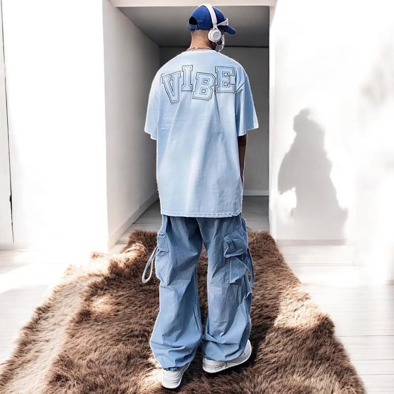 Light Blue Cargo Pants for Men – Relaxed Fit Streetwear Trousers ...