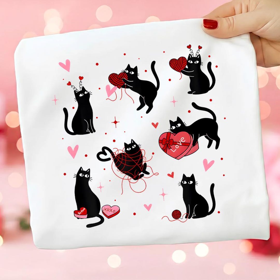 Valentine Cute Cats PNG, Valentine Day, Funny Valentine Png, Black Cat ...