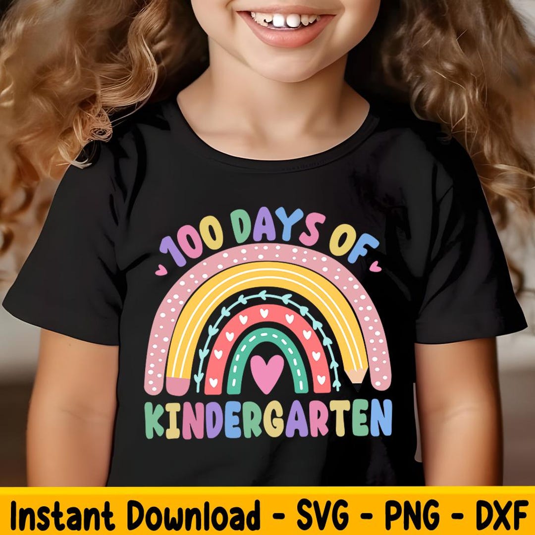 100 Days of Kindergarten SVG PNG, Rainbow 100 Days Png, 100 Days of ...
