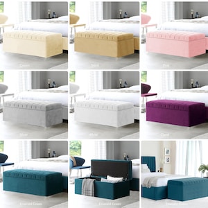 Striped Velvet Ottoman Storage Box: Plush Upholstered Blanket Chest - Etsy