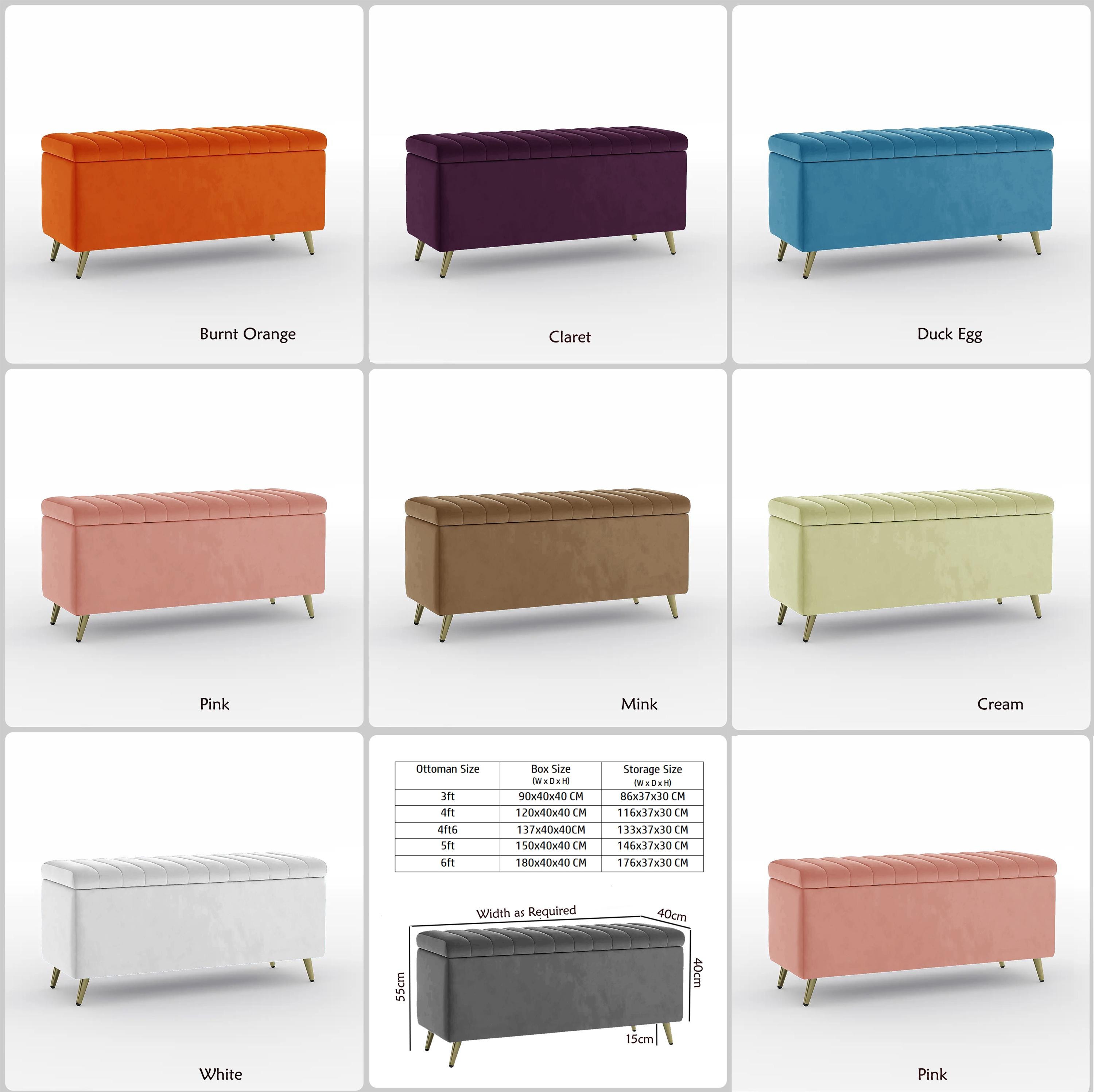Plush Velvet Ottoman Storage Box: Gold Metal Legs, Striped Lid - Etsy