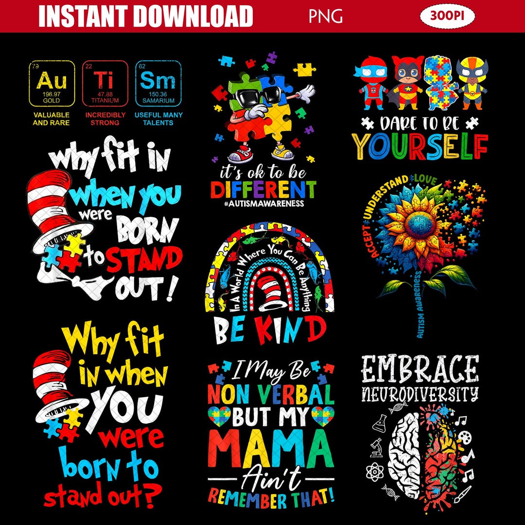 Autism Awareness Bundle PNG, Autism Coquette Bow, Glitter Puzzle ...