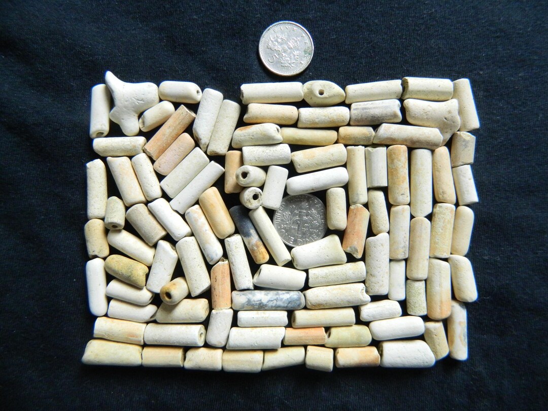 100 Victorian Clay Pipe Stem Bead Pieces for Arts and Crafts ...