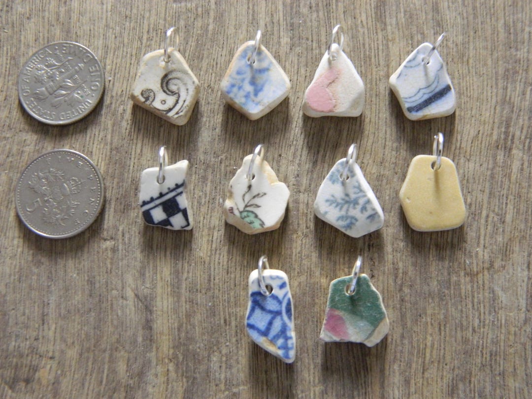 10 Top Drilled Sea Pottery Shards for Crafts With Jump Rings - Etsy