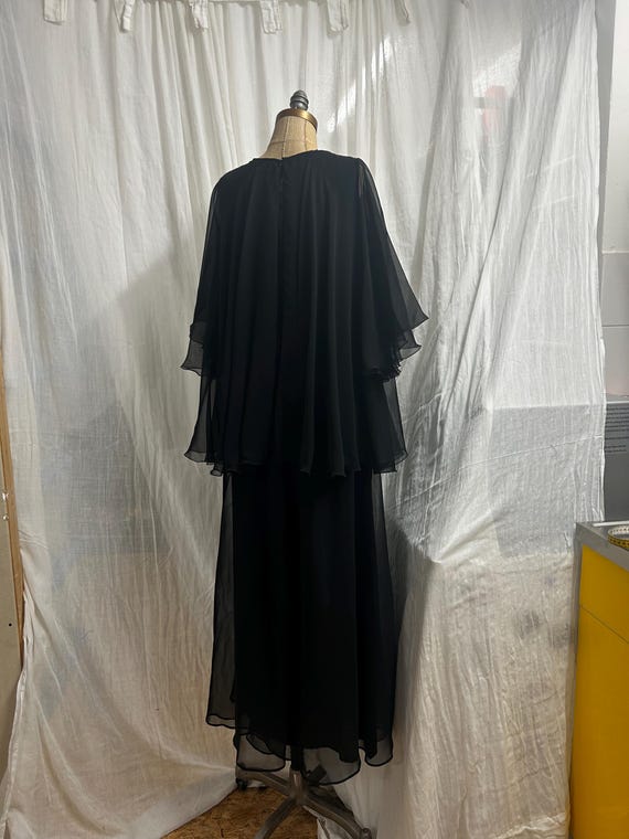 RARE Jean Varon 1960s Sheer Gala Dress with Cape - Gem