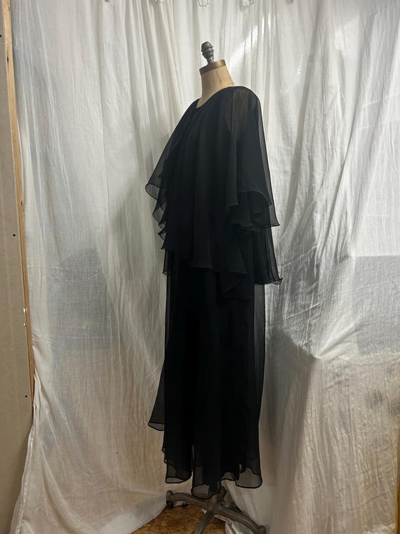 RARE Jean Varon 1960s Sheer Gala Dress with Cape - Gem