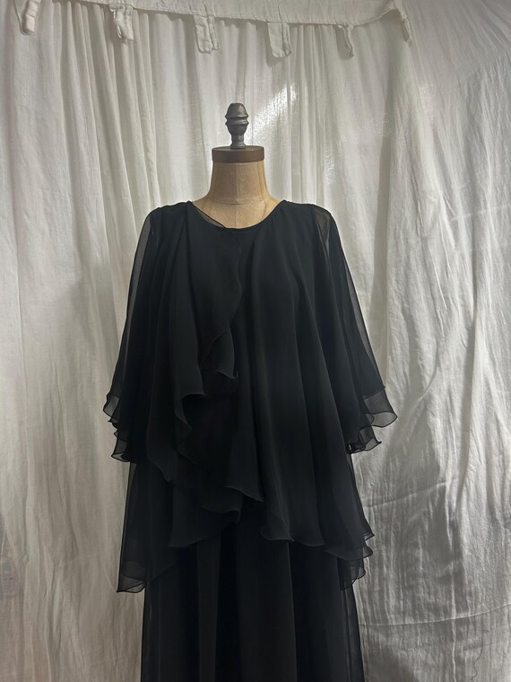 RARE Jean Varon 1960s Sheer Gala Dress with Cape - Gem