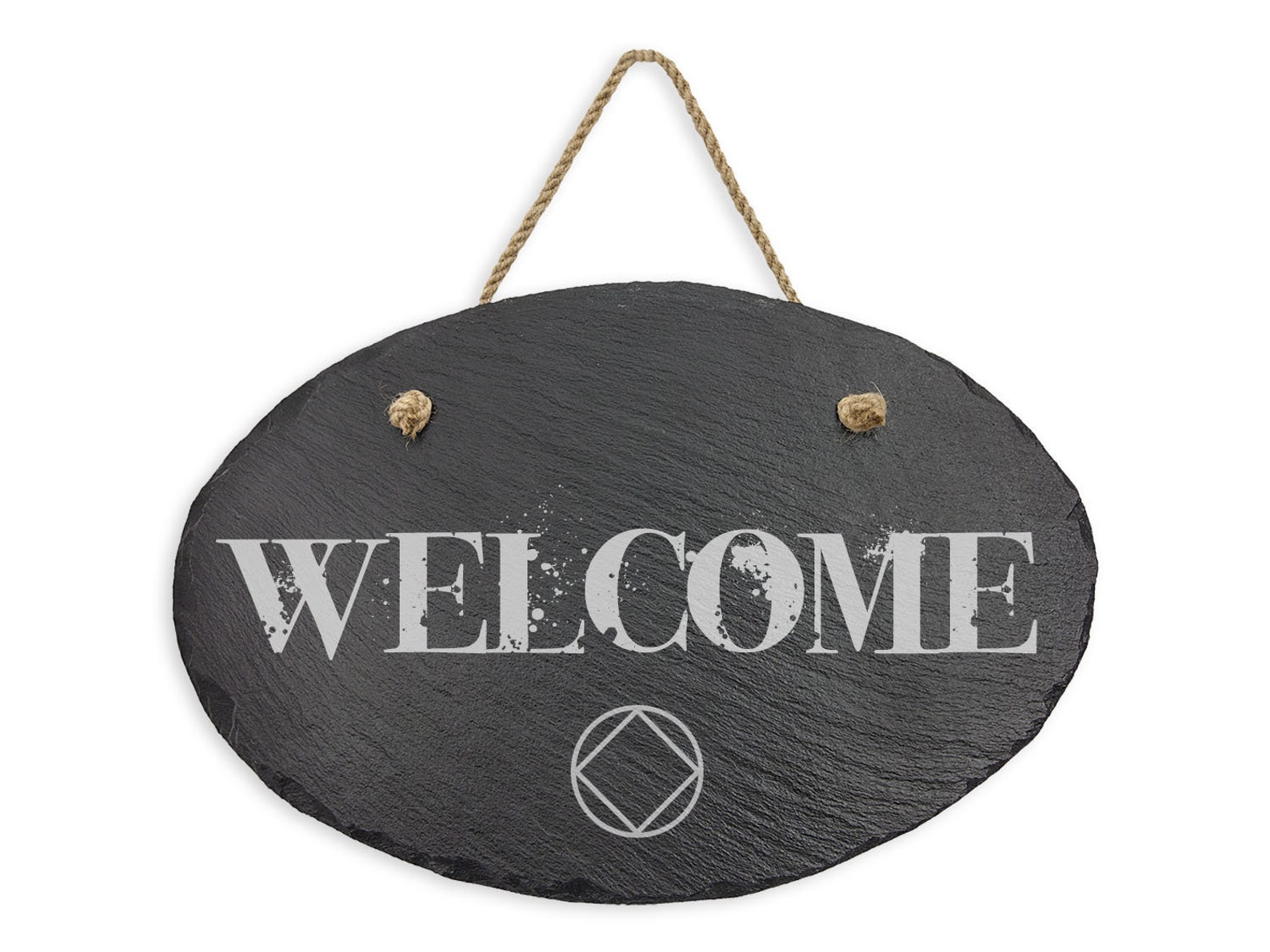 NA Group Welcome Sign Natural Slate Hanging Plaque Laser | Etsy
