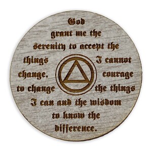Custom AA Medallion. Whitewash Stained Walnut Wood Alcoholics Anonymous ...