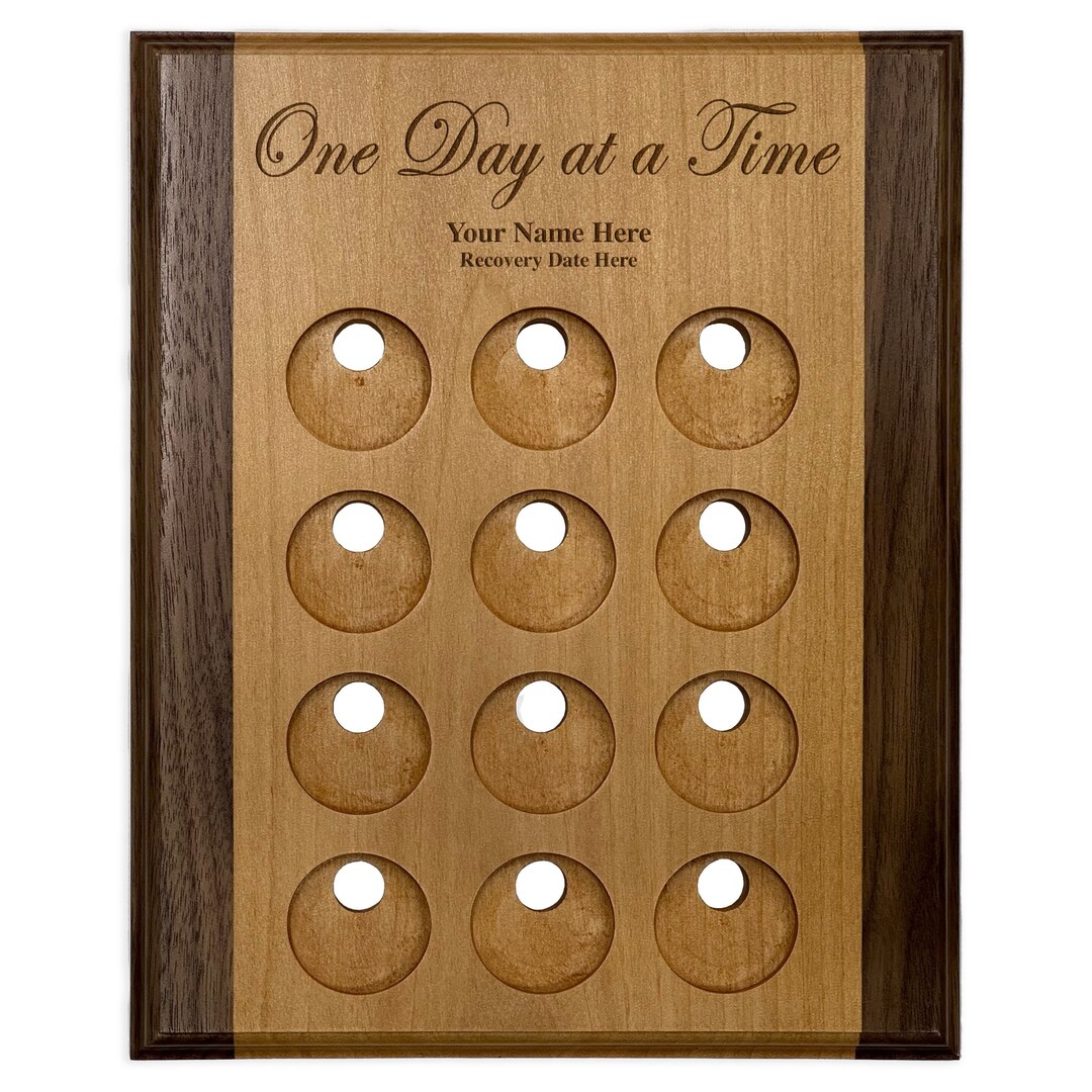 Personalized One Day at a Time Recovery Medallion Display, 12 Space ...