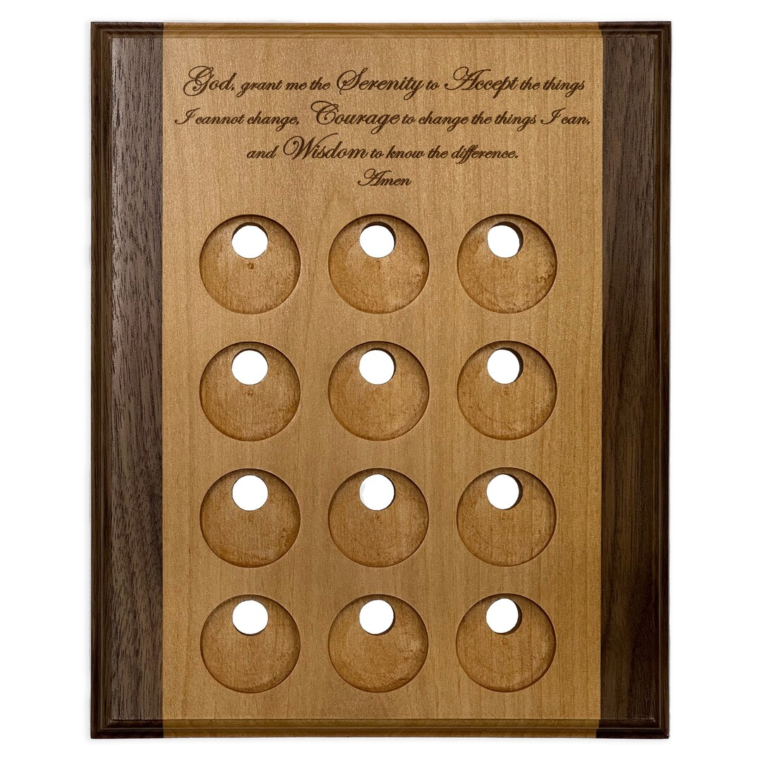 Serenity Prayer Recovery Medallion Holder, 12 Step Token Display for ...