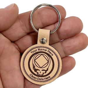 Personalized Leather NA Stealie Key Tag, Narcotics Anonymous Steal Your ...