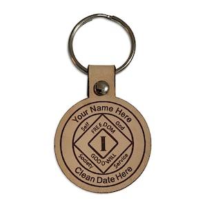 Personalized Leather Narcotics Anonymous Custom Keychain, NA Birthday ...