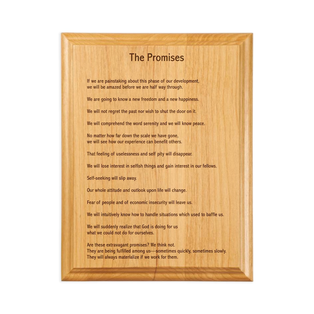 The Promises of Alcoholics Anonymous - Custom Laser Engraved Wooden ...