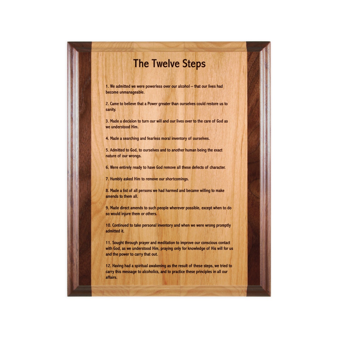 The 12 Steps of Alcoholics Anonymous Plaque, AA Twelve Steps of AA Wall ...