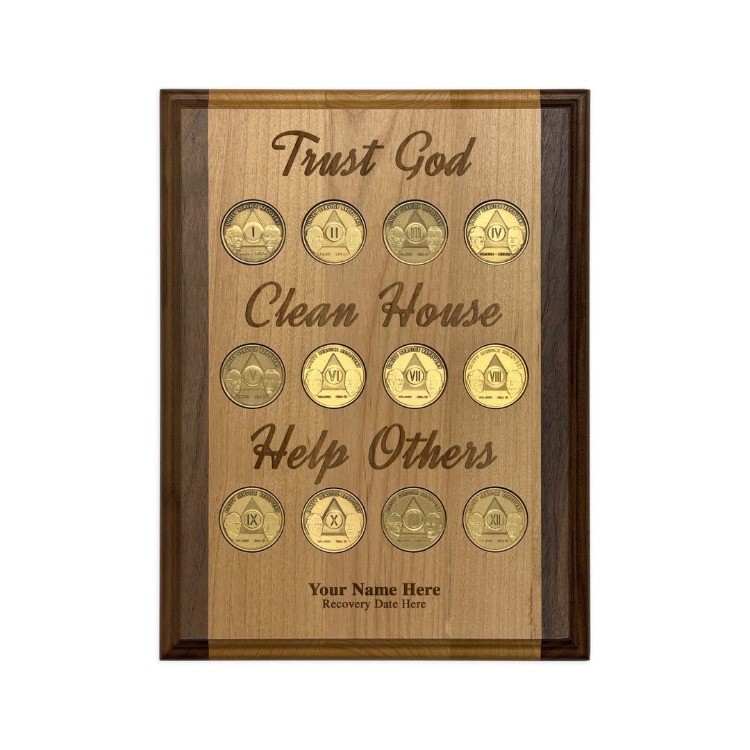 Personalized Recovery Coin Display Plaque | 9x12 Solid Wood Plaque for ...