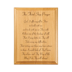 3rd Step Prayer Plaque - Third Step Prayer - Custom Laser Engraved ...