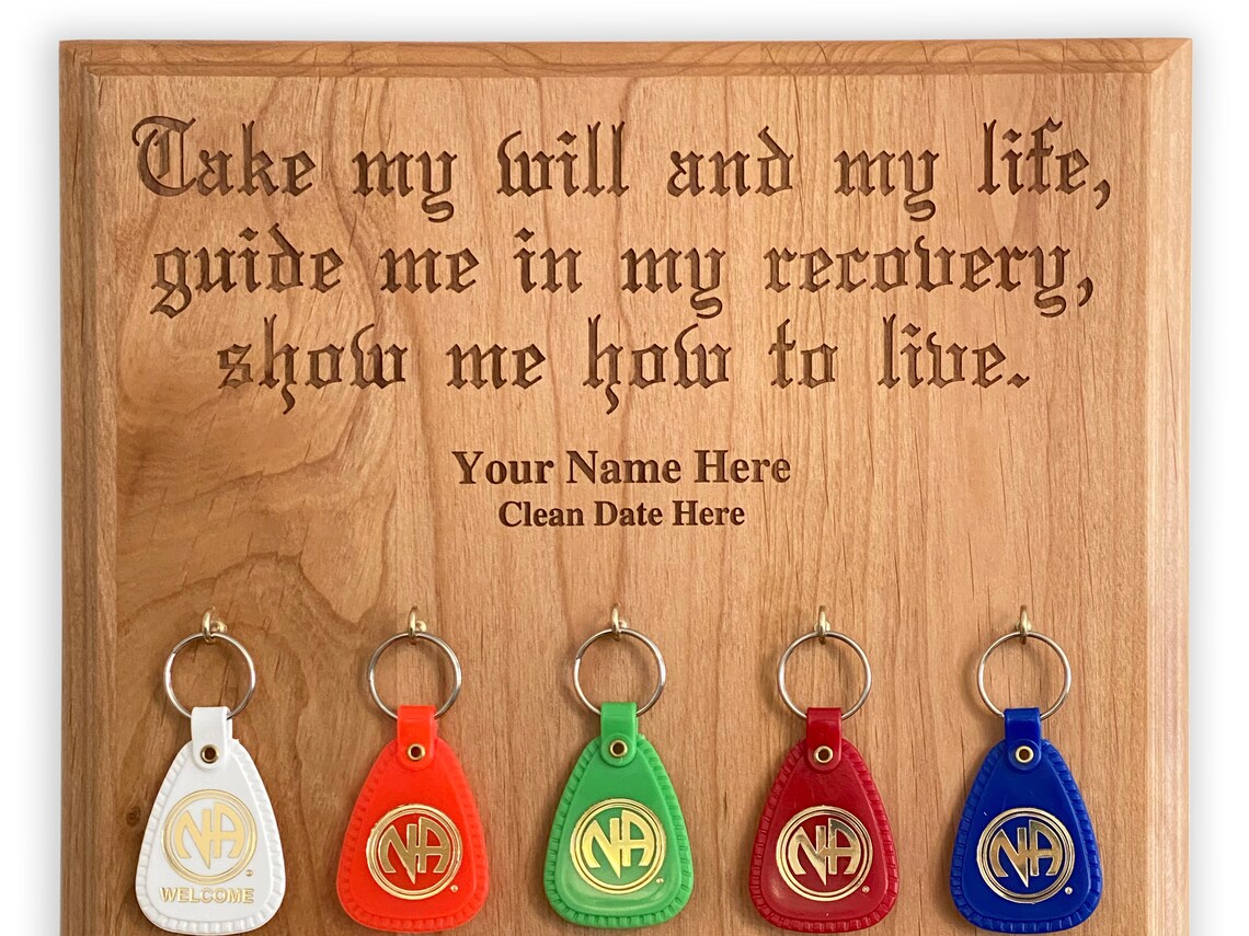 NA Key Fob Display | Personalized Third Step Prayer Key Tag Plaque ...
