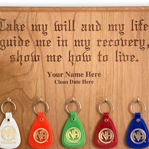 NA Key Fob Display | Personalized Third Step Prayer Key Tag Plaque ...