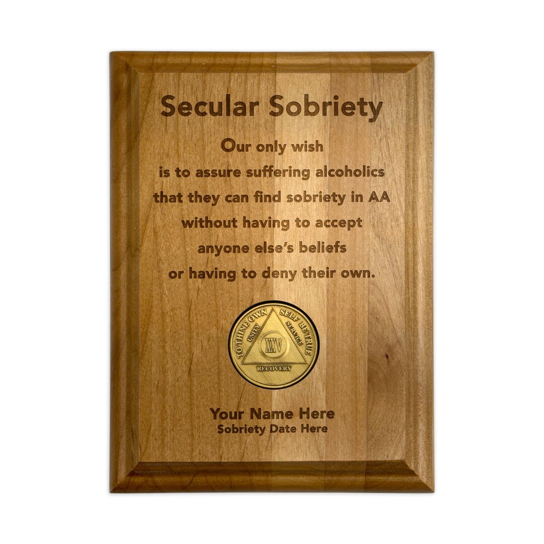Secualr Sobriety Personalized Medallion Holder Display Plaque | AA ...