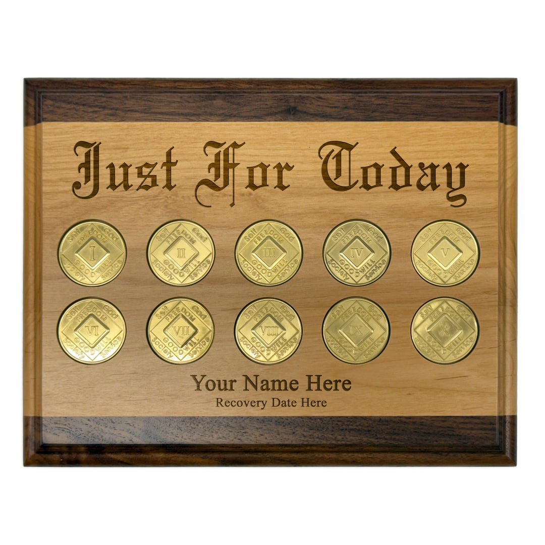 Just for Today NA 10-token Display | Personalized Recovery Plaque ...