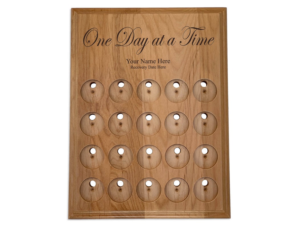 Recovery Medallion Holder, 20 Slot Personalized One Day at a Time ...