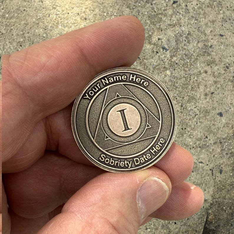 Custom AA Brass Medallion With Serenity Prayer | Personalized Sobriety ...